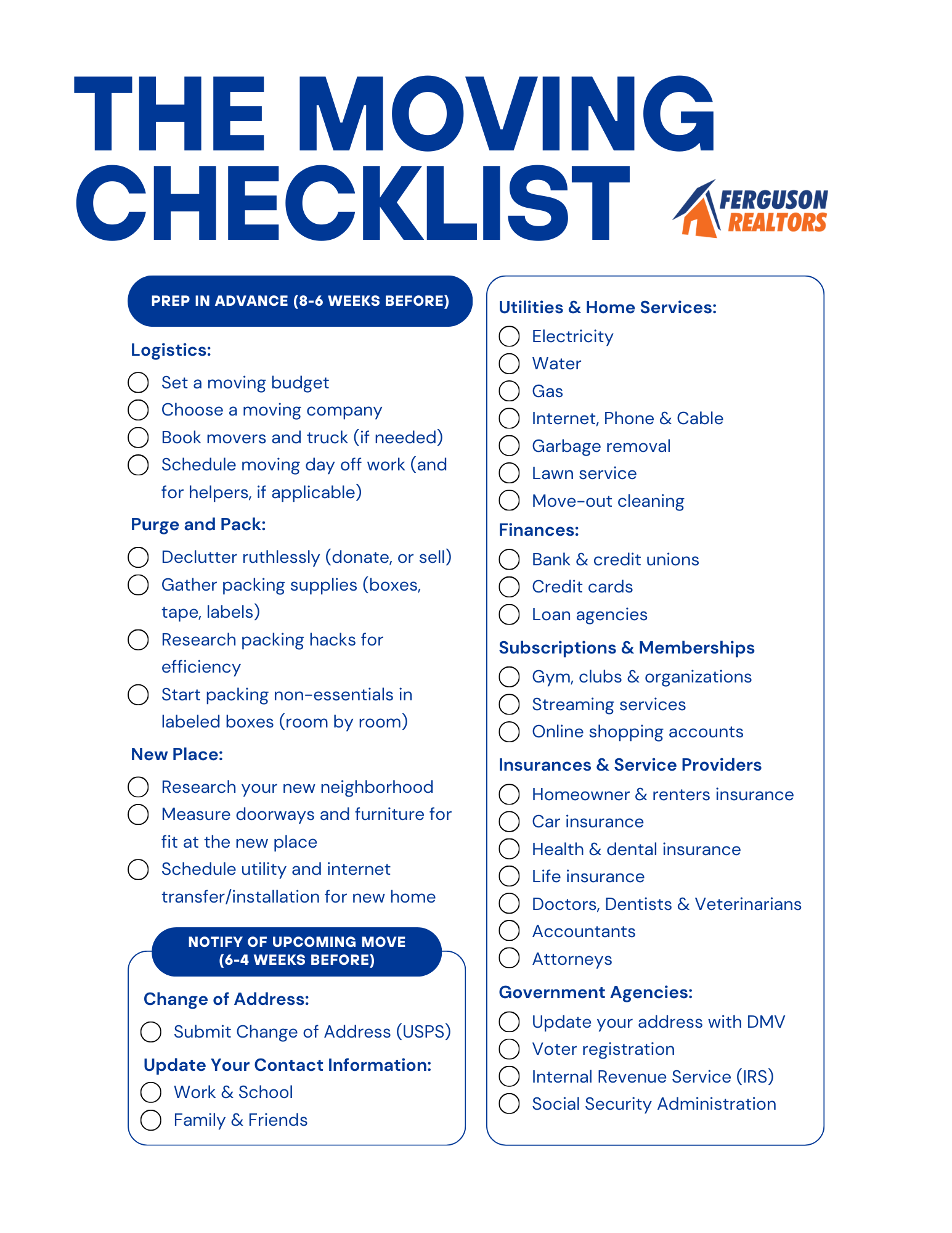 Company Site - Moving Checklist